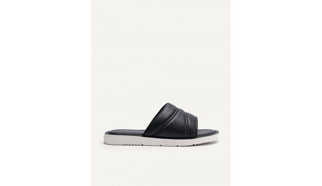 Ribbed Plush Synthetic Leather Slides |PEDRO