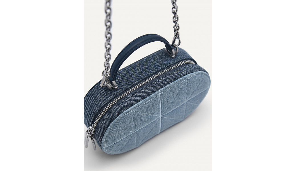 PEDRO Studio Cara Leather & Denim Mini Shoulder Bag in Pixel|PEDRO