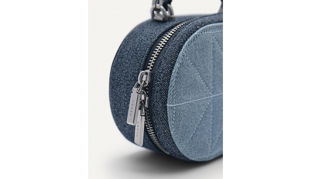 PEDRO Studio Cara Leather & Denim Mini Shoulder Bag in Pixel|PEDRO