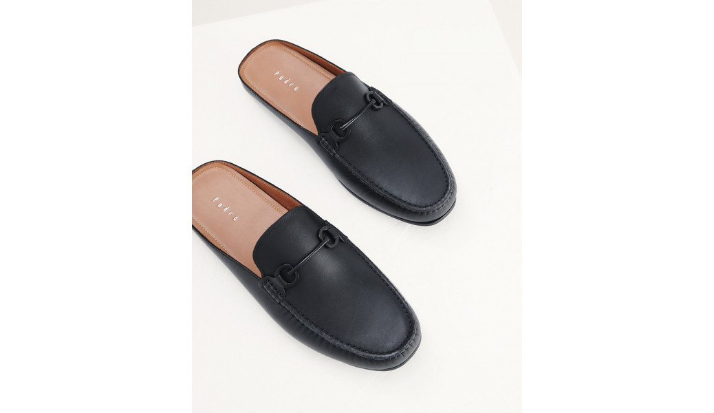 Leather Bit Backless Loafers | PEDRO