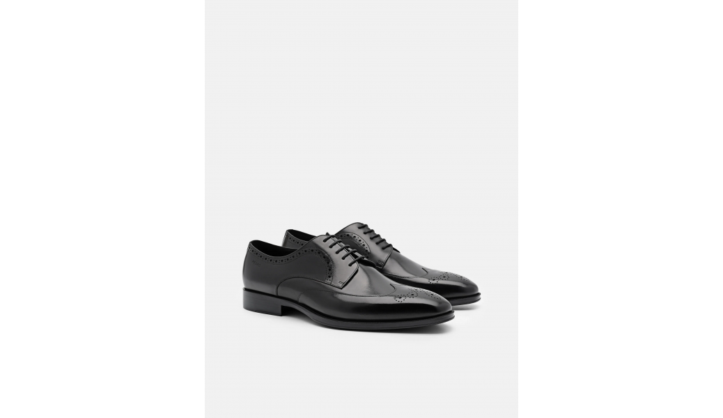 Leather Wingtip Derby Shoes